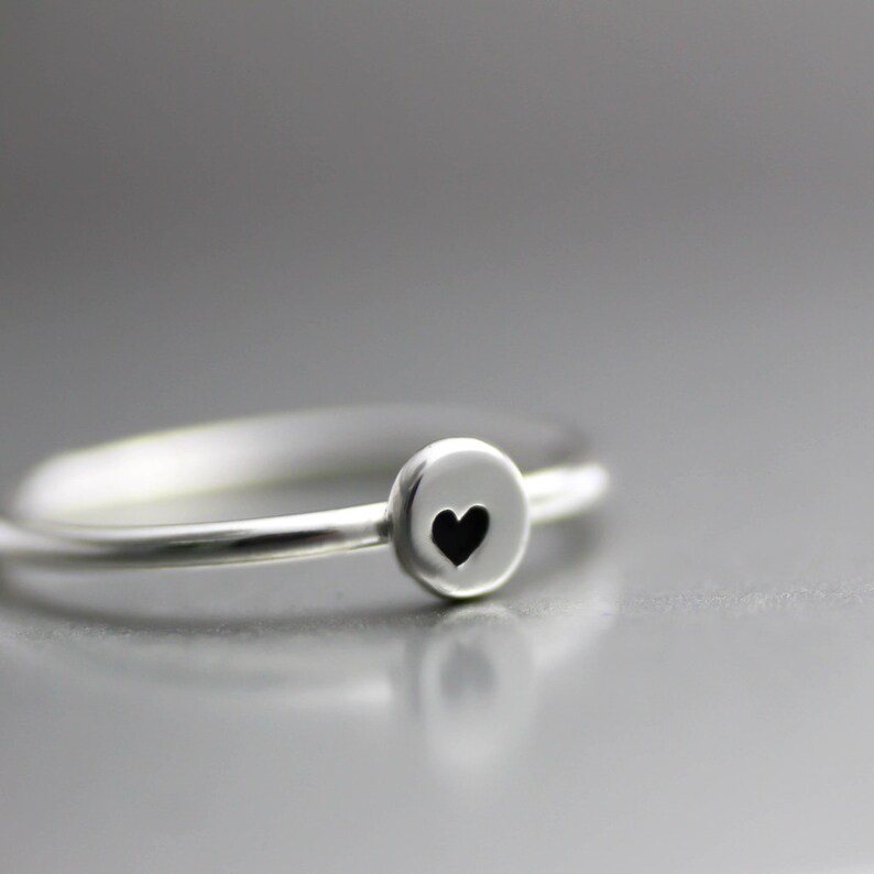 Little Love Heart Ring Stack Ring Heart Stack Ring Sterling | Etsy