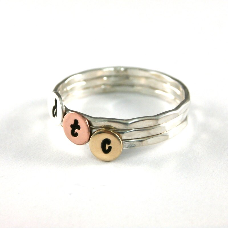 Initial Rings Stack Rings Silver Stack Rings Brass - Etsy
