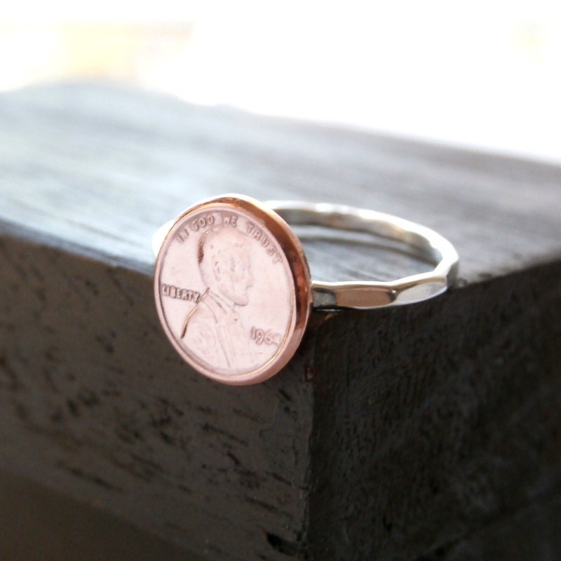 Penny Ring Lucky Penny Ring Copper Penny Penny Stack Ring - Etsy