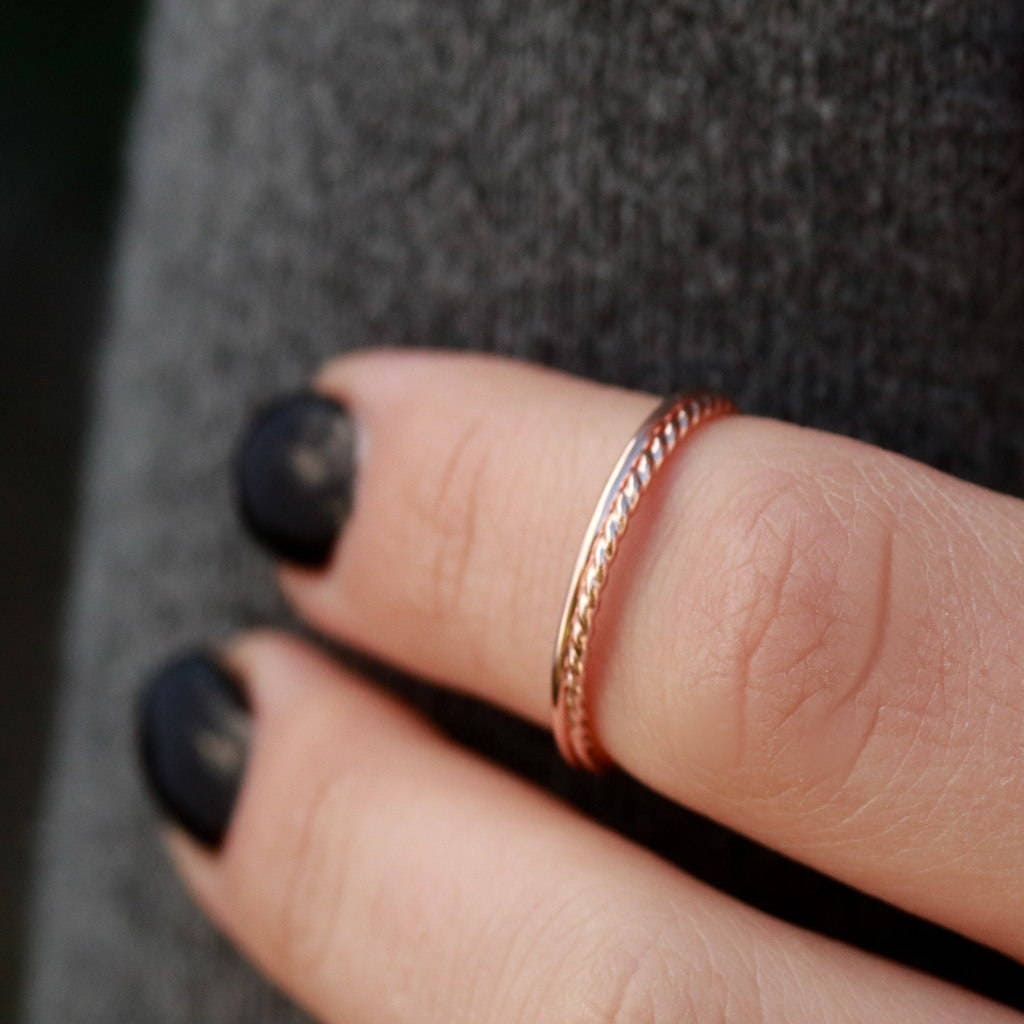 Rose Gold Stack Rings Womens Stack Rings Rope Ring Rose | Etsy