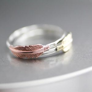 Feather Stack Ring, Boho Feather Ring, Sterling Ring, Sterling Silver ...