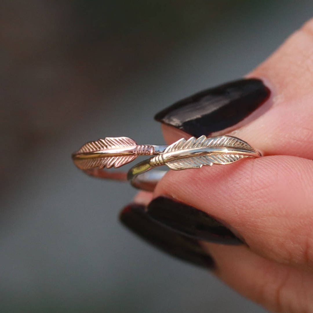Feather Ring, Stack Ring, Stack Band, Sterling Silver, Silver Ring ...