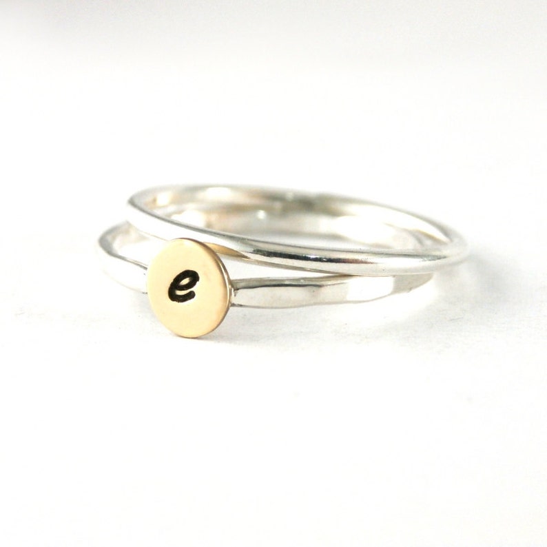 Stack Rings, Custom Initial Ring and Band, Initial Ring, Brass Initial ...