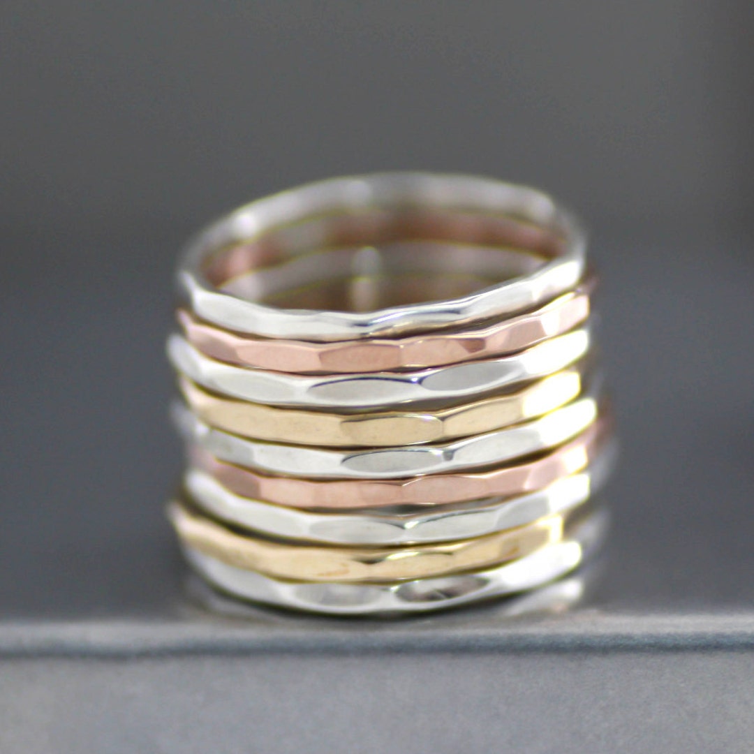 Gold Stack Rings, Set of 2 Stack Rings, Sterling Stack Rings, Rose Gold ...