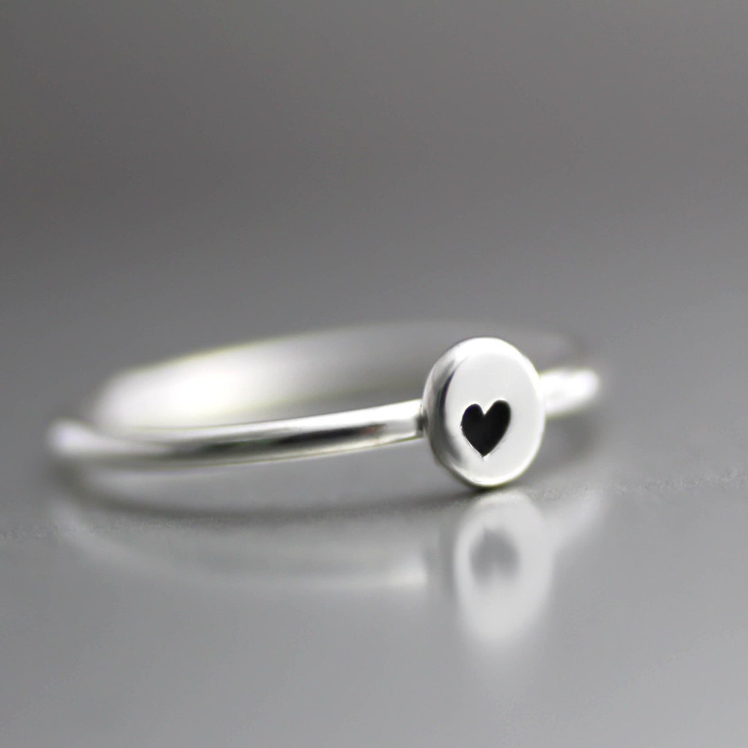 Little Love Heart Ring, Stack Ring, Heart Stack Ring, Sterling Heart ...