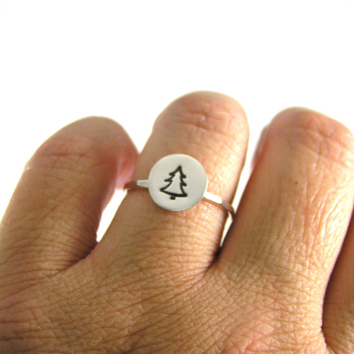 Christmas Ring, Pine Tree Ring, Silver Stack Ring, Silver Band ...