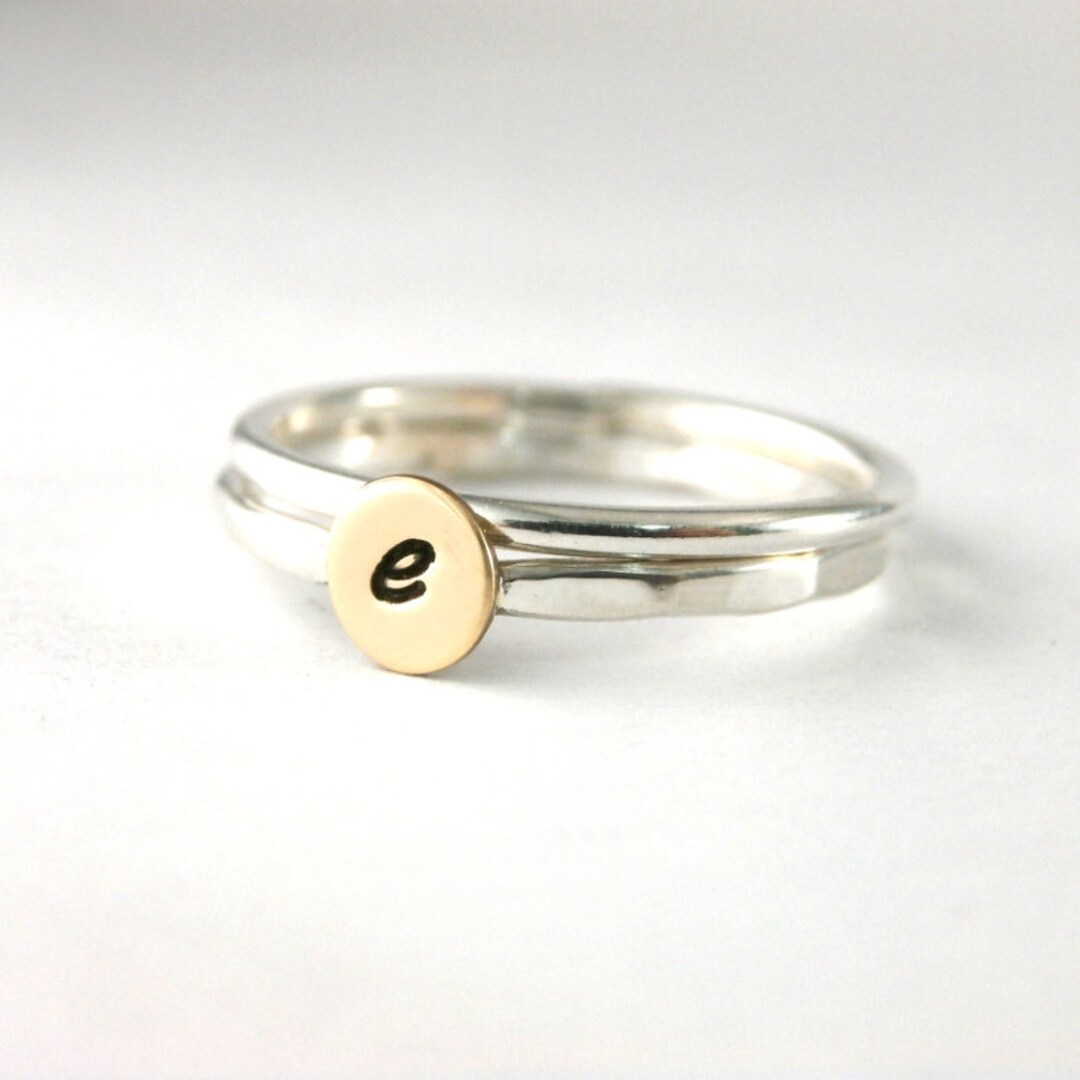 Stack Rings, Custom Initial Ring and Band, Initial Ring, Brass Initial ...