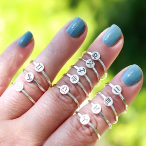 Zodiac Symbol Ring, Astrology Ring, Birthday Ring, Zodiac Jewelry ...