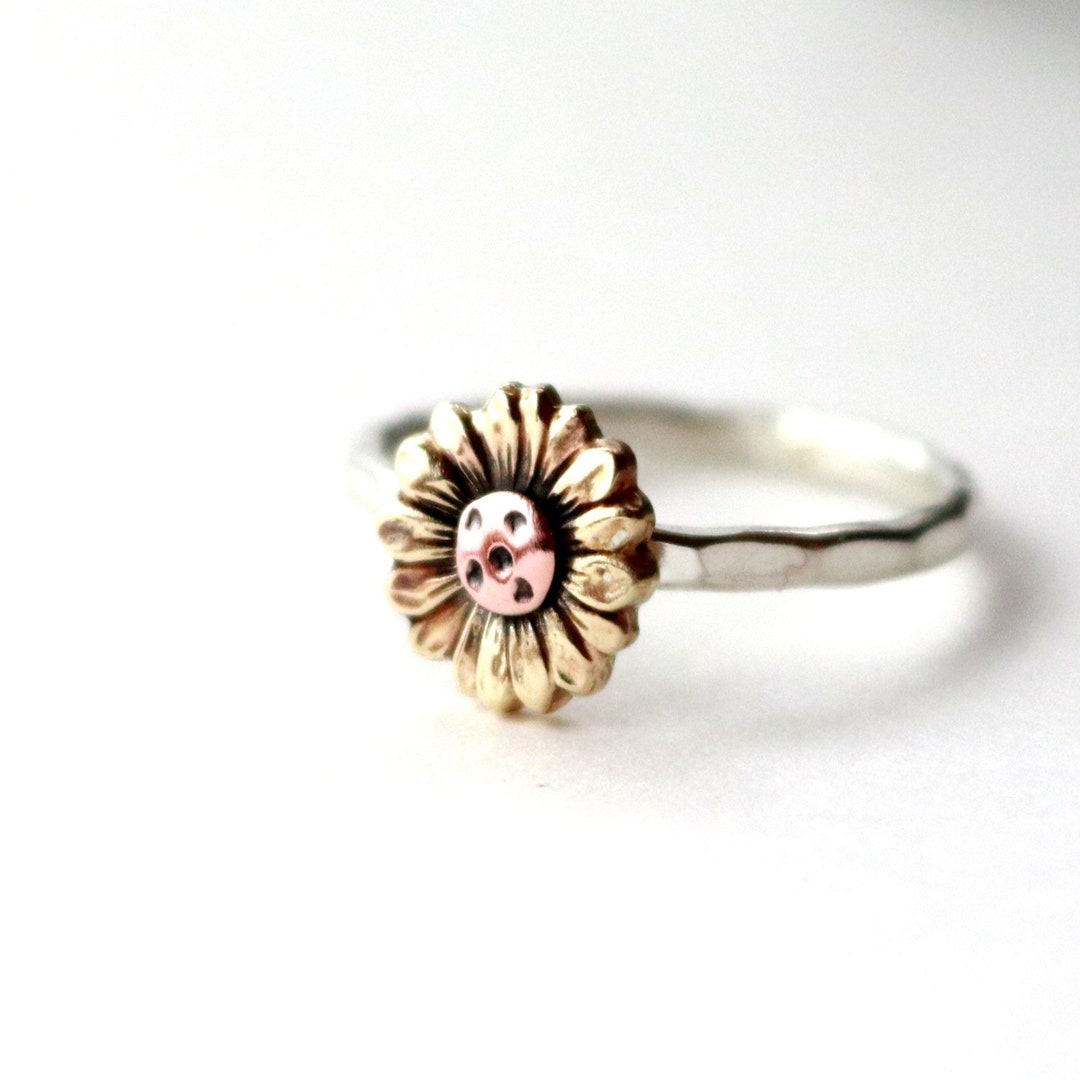 Sunny Sunflower Ring, Flower Ring, Sunflower Ring, Boho Flower Ring ...