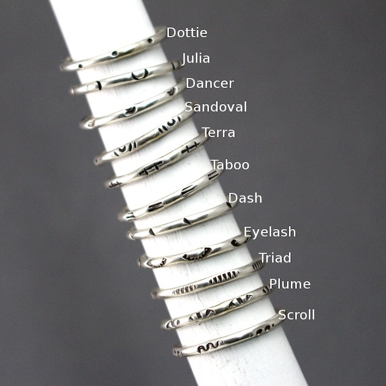 Textured Stack Rings Sterling Stack Rings Custom Stack - Etsy