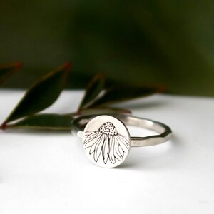 Engraved Flower Ring Womens Stacking Ring Custom Ring - Etsy