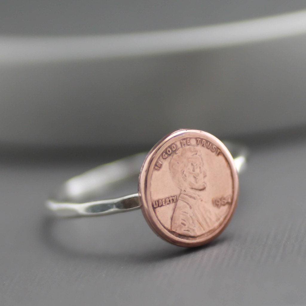 Penny Ring, Money Jewelry, Lucky Penny Ring, Copper Penny, Penny Stack ...