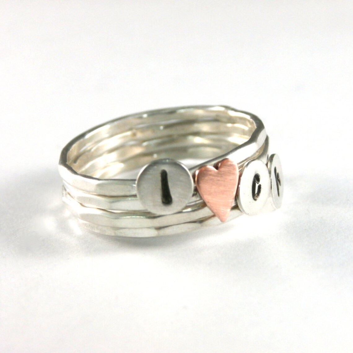 Mothers Ring Stack Rings Custom Initial Sweetheart Stack - Etsy