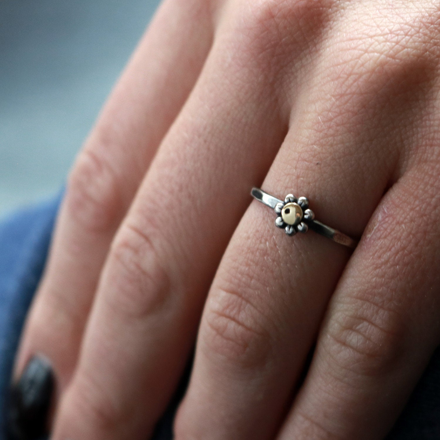 Little Wildflower Ring Sterling Flower Ring Boho Flower | Etsy