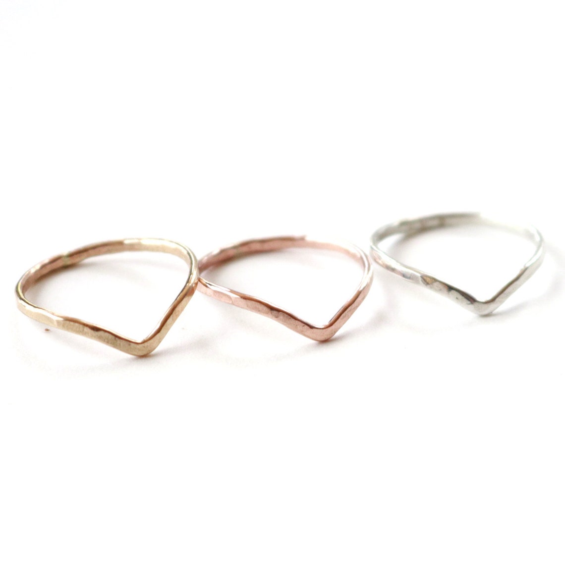 Silver Chevron Ring Gold Stack Ring Rose Gold Stack Ring | Etsy