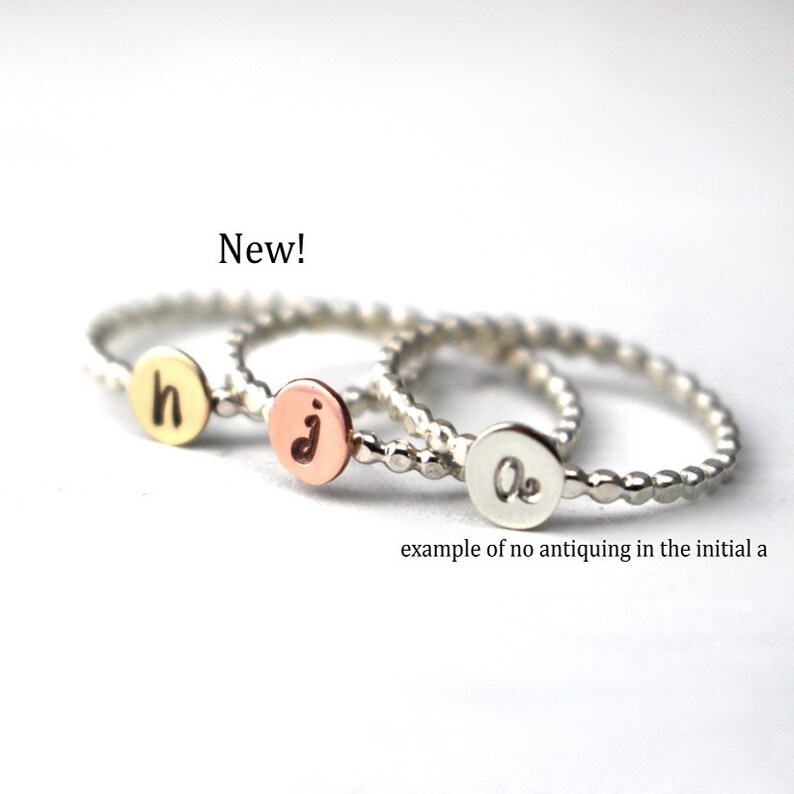 Initial Ring Bead Ring Sterling Silver Personalized Midi - Etsy