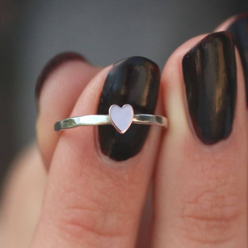Copper Heart Stack Ring Stack Ring Sterling Silver Stack - Etsy