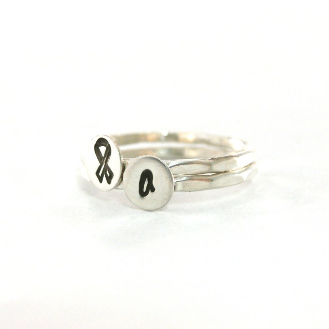 Cancer Ribbon Ring Stack Ring Silver Ribbon Ring Custom - Etsy