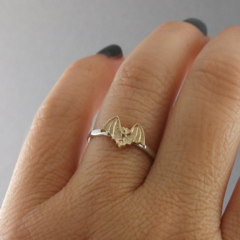 Bat Ring Sterling Stack Ring Hammered Ring Gold Bat Ring - Etsy