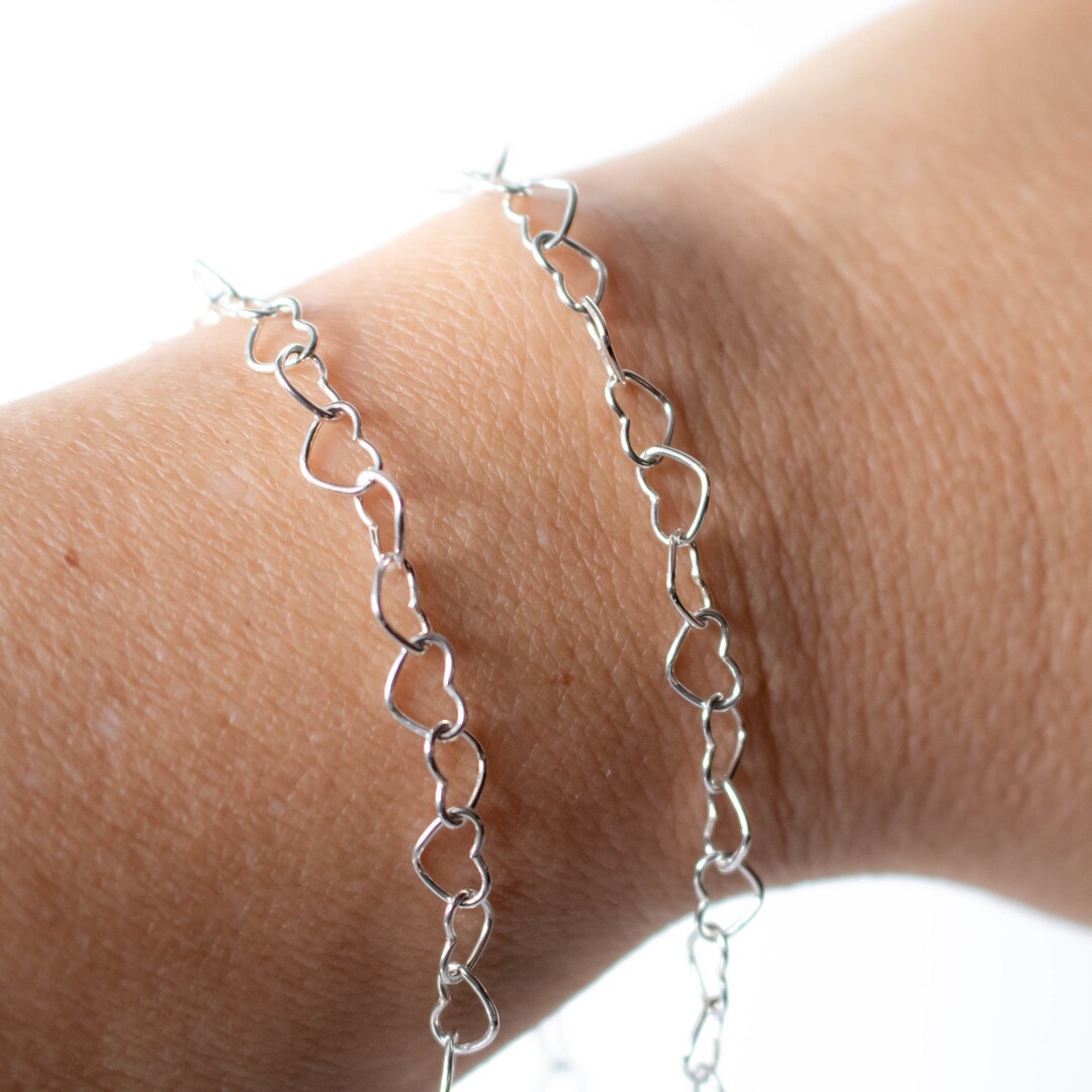 Links of Love Heart Bracelet, Heart Chain Bracelet, Sterling Silver ...