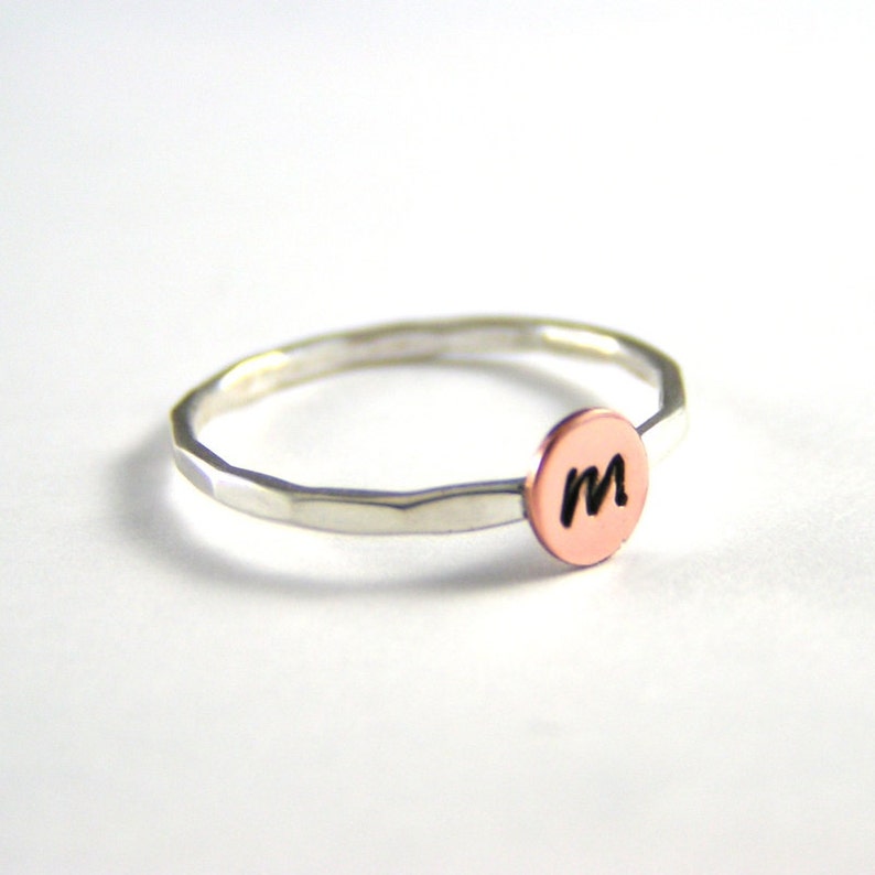 Custom Initial Ring Stack Ring Copper Ring Personalized - Etsy