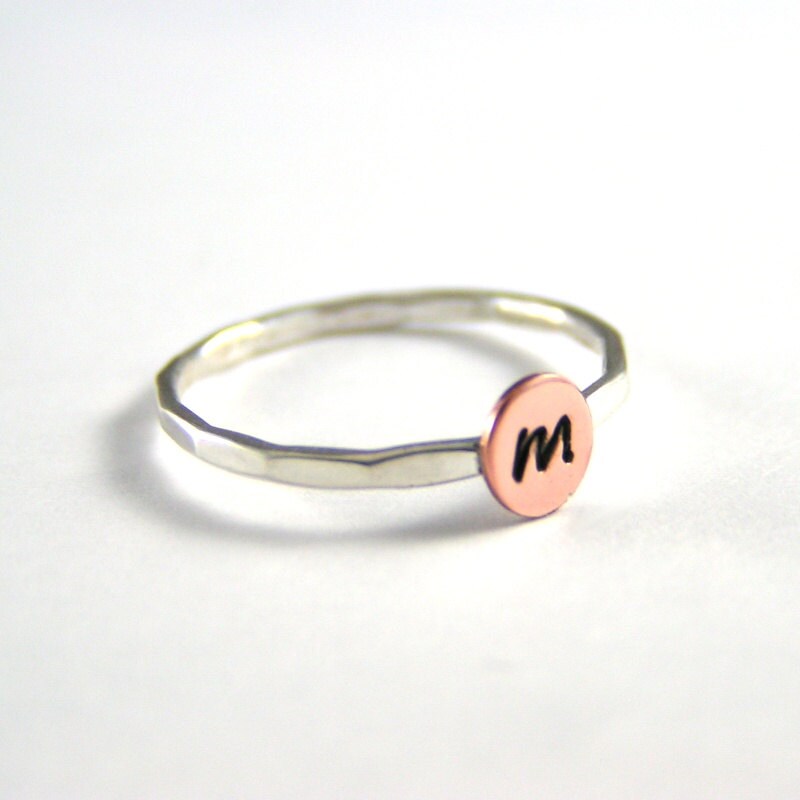 Custom Initial Ring Stack Ring Copper Ring Personalized - Etsy