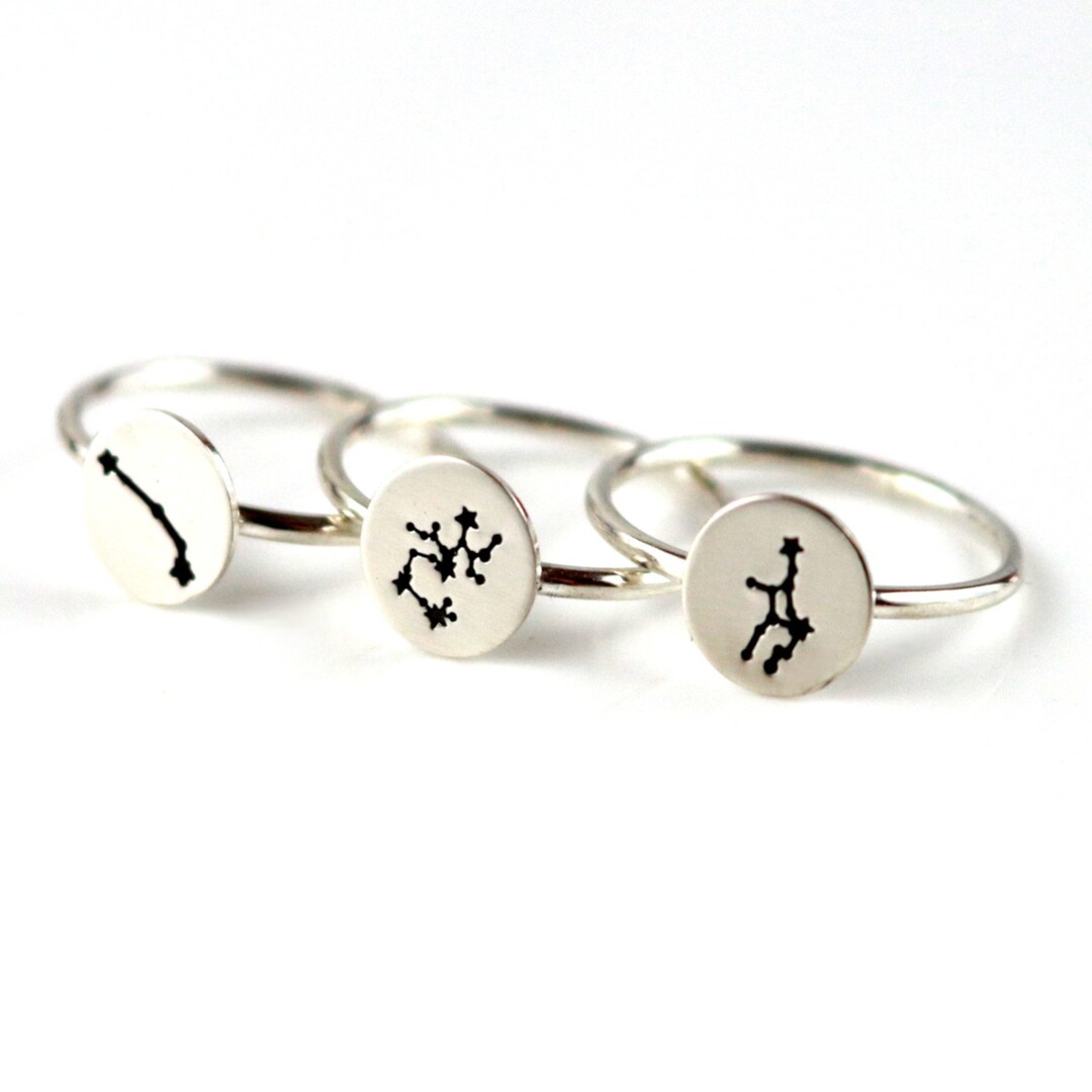 Zodiac Ring, Constellation Ring, Zodiac Stack Ring, Sterling Zodiac ...