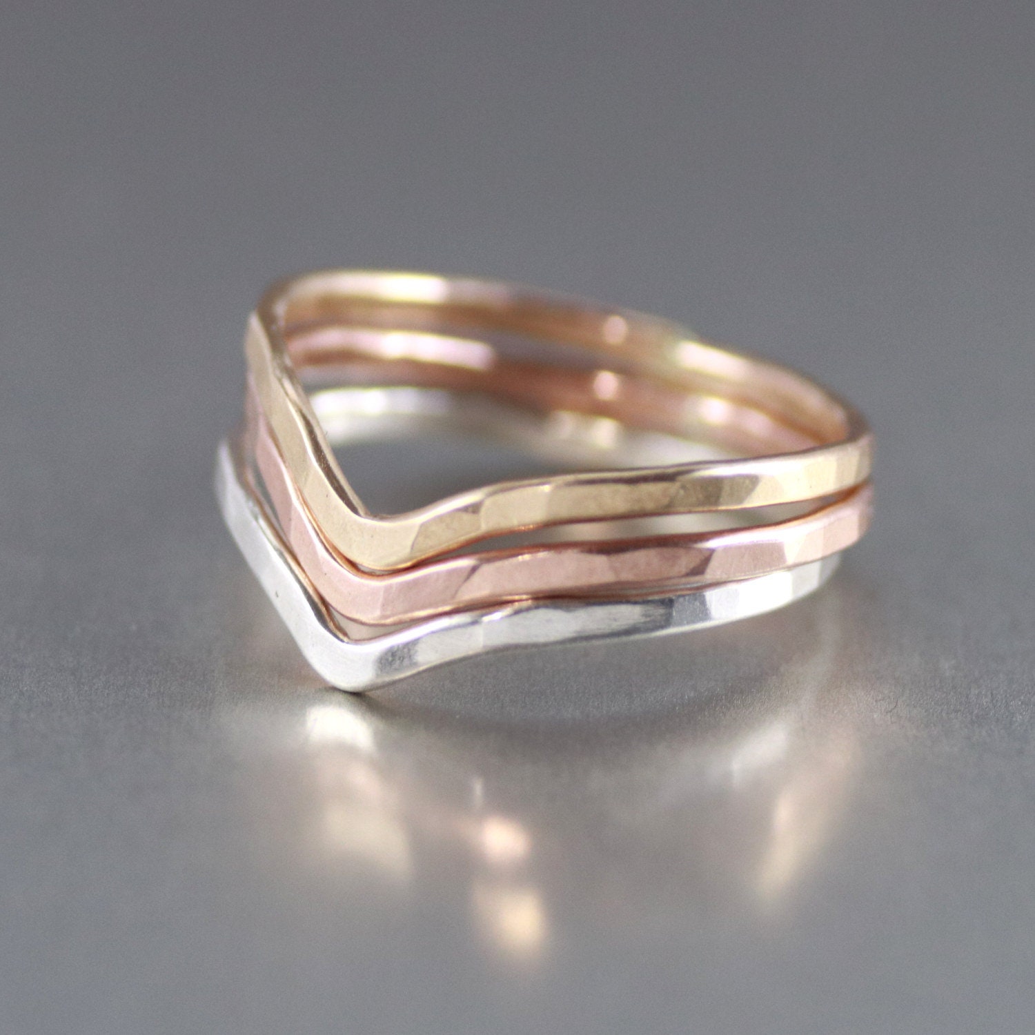 Gold Chevron Ring Gold Stack Ring Rose Gold Stack Ring | Etsy