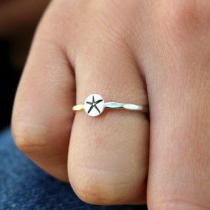 Starfish Ring, Sea Star Stack Ring, Stack Ring, Silver Stack Ring, Starfish Stack Ring, Beach ...