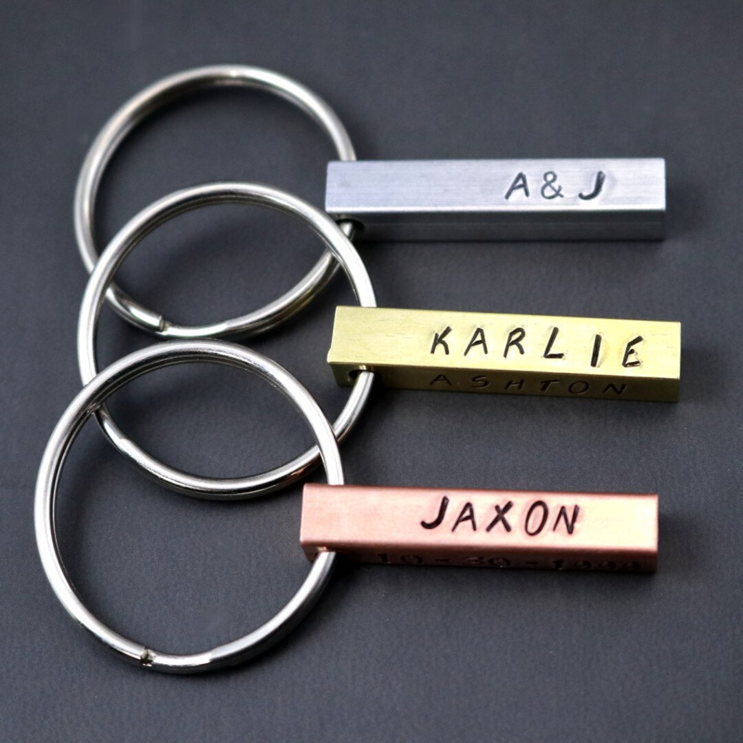 Custom Keychain, Personalized Keychain for Dad, Gold Bar Keychain ...