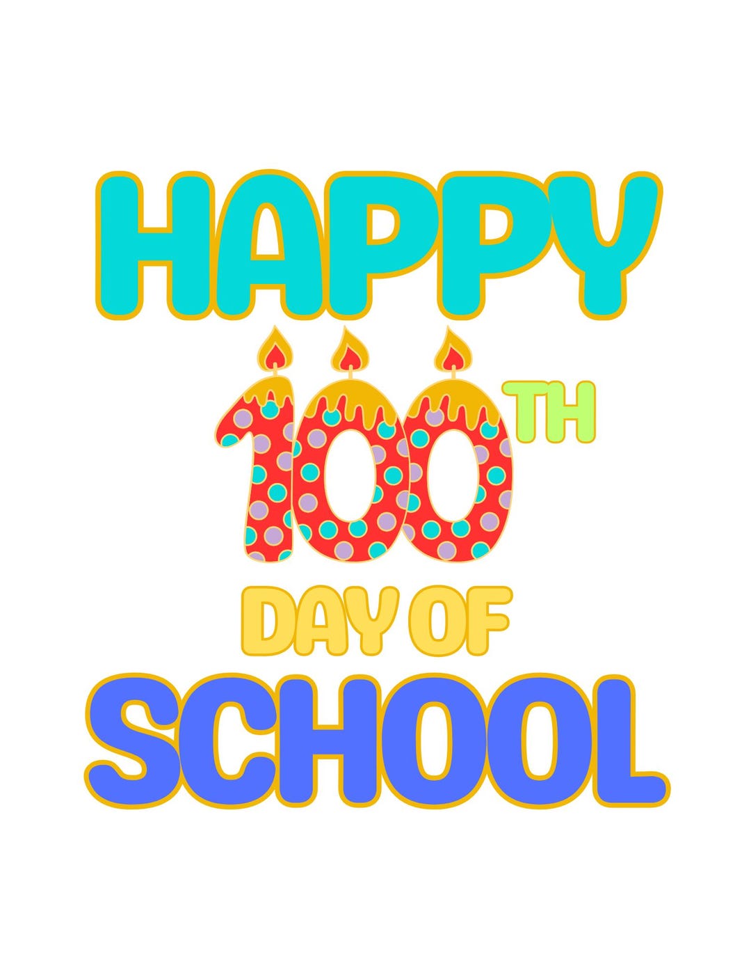 100th Day of School Logo Design/fun & Festive Milestone Graphic for ...