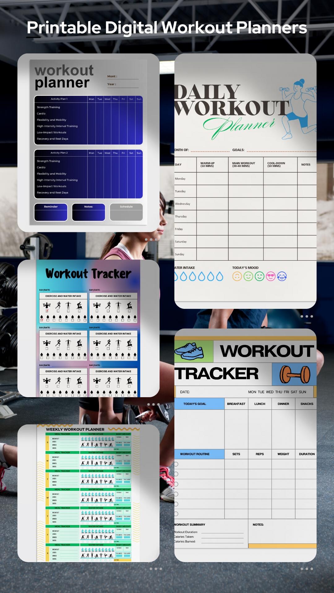 Printable Digital Workout Planners | Digital Product | Digital Download ...