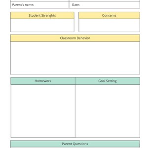 Printable Five Different Parent - Teacher Conference Forms, Printable ...