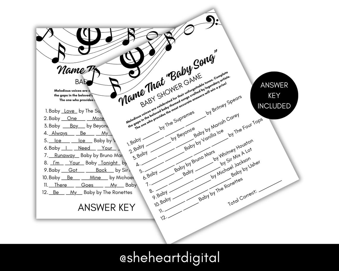 Name That Song Baby Trivia, Name That Baby Song, Baby Shower Game ...
