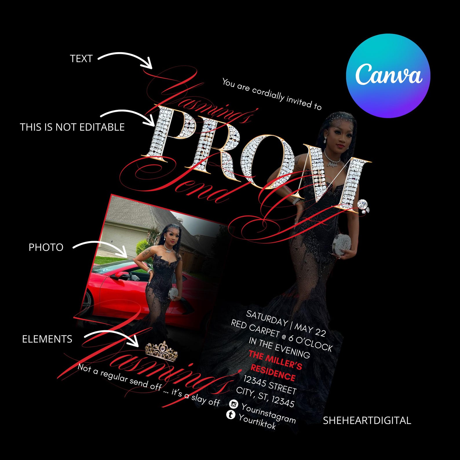 Prom Send Off, Prom Template, Prom Send off Invite, Prom Flyer Template ...