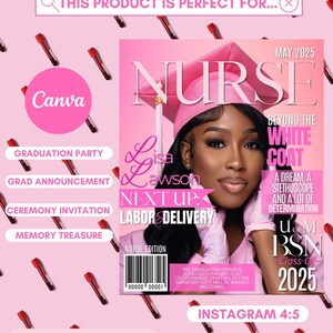 Personalized Nurse Graduation Magazine Cover Template (digital Download ...