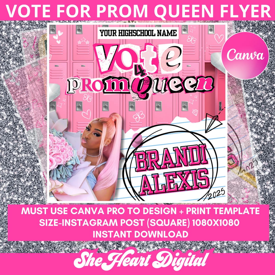Prom Queen Campaign Flyer: Pink Vote Design (flyer Template) - Etsy