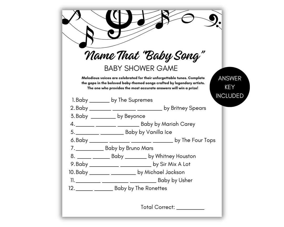 Name That Song Baby Trivia, Name That Baby Song, Baby Shower Game ...