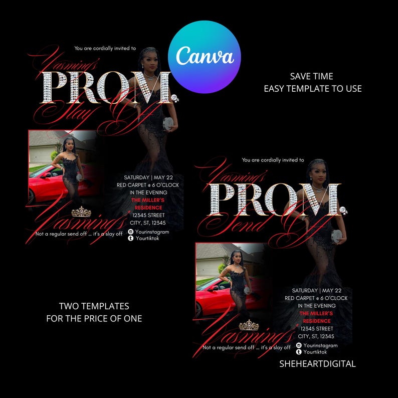 Prom Send Off, Prom Template, Prom Send off Invite, Prom Flyer Template ...
