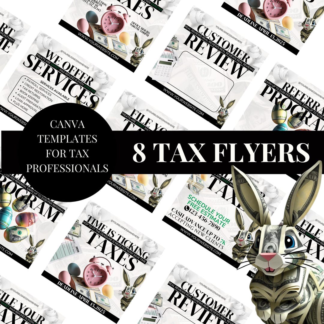 Tax Season Flyer Bundle: Easter Theme, Customize Template (digital ...
