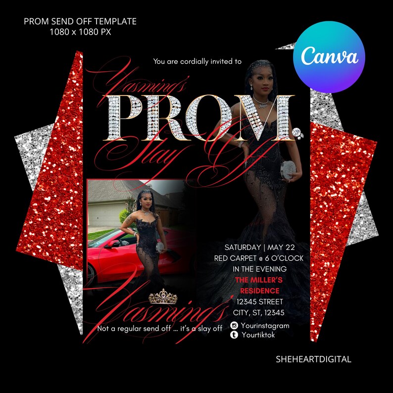Prom Send Off, Prom Template, Prom Send off Invite, Prom Flyer Template ...