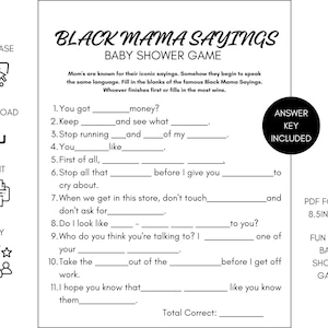 Black Momma Saying Baby Shower Game, Black Mama Saying, Baby Shower ...