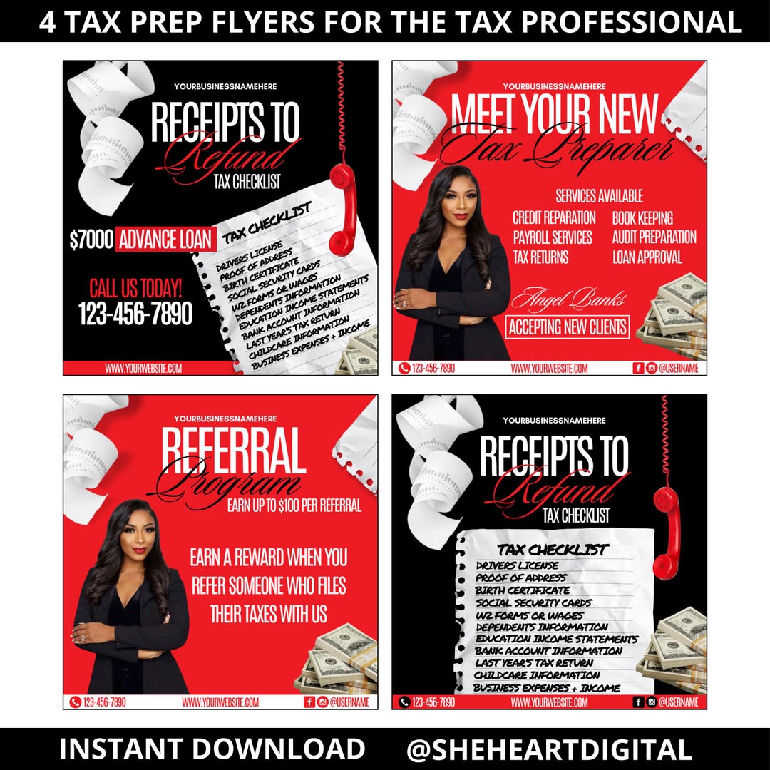 4 Tax Prep Flyer | TAX Flyer | Tax Professional | Tax Prep Flyer Bundle ...