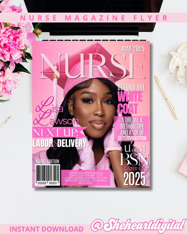 Personalized Nurse Graduation Magazine Cover Template (digital Download ...