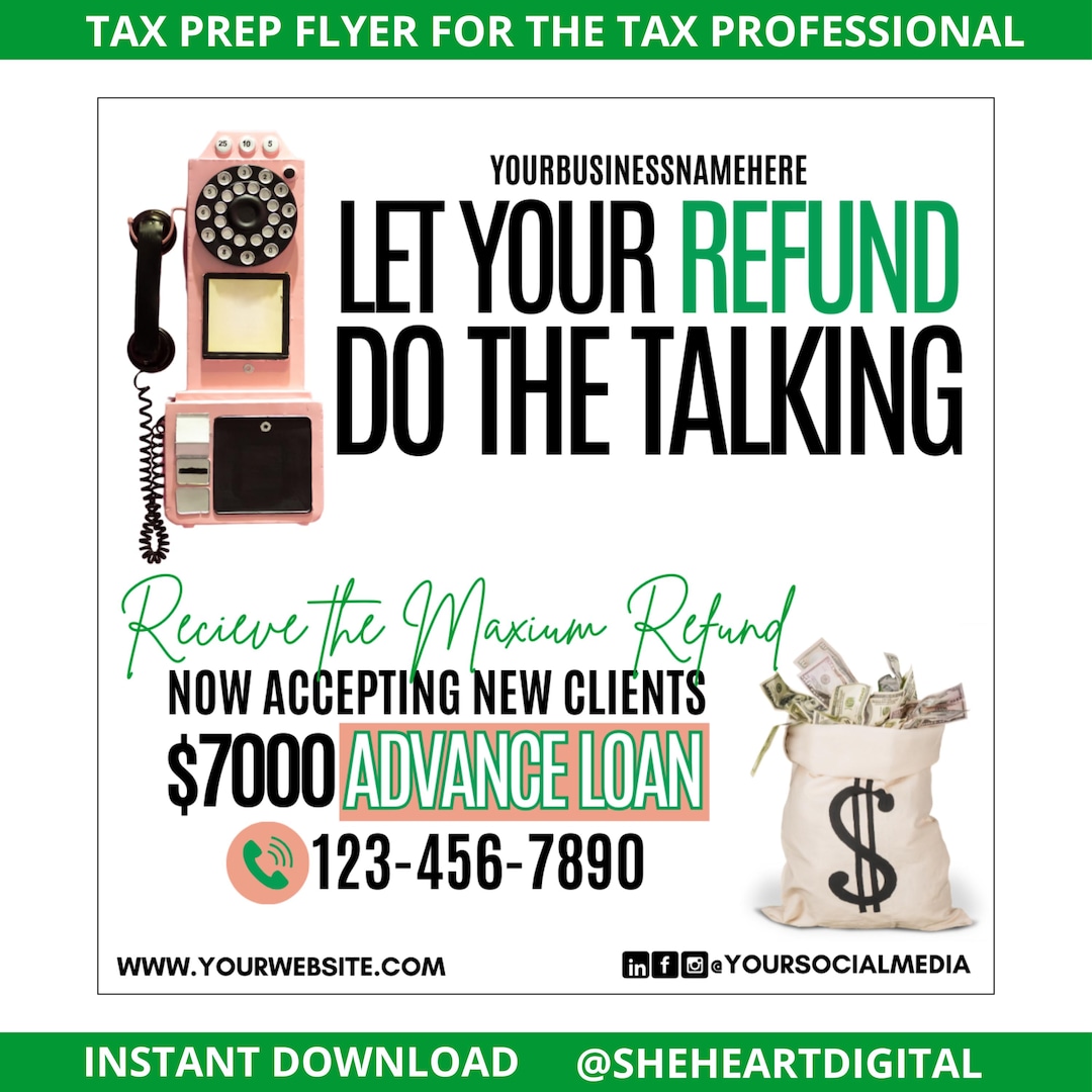 Tax Prep Flyer Template: Customizable Design - Etsy