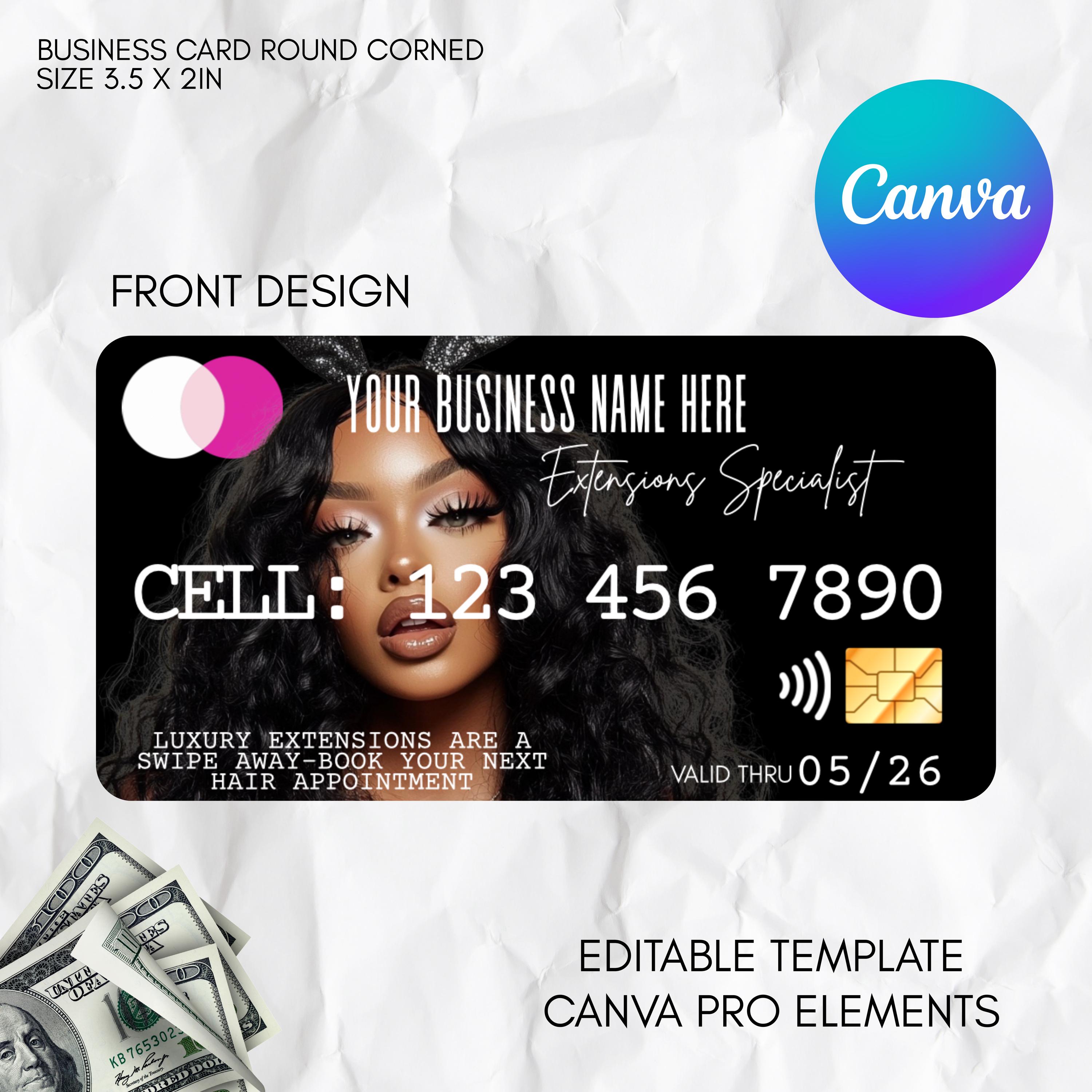 Luxury Hair Extension Business Card: Swipe Style Template (digital ...