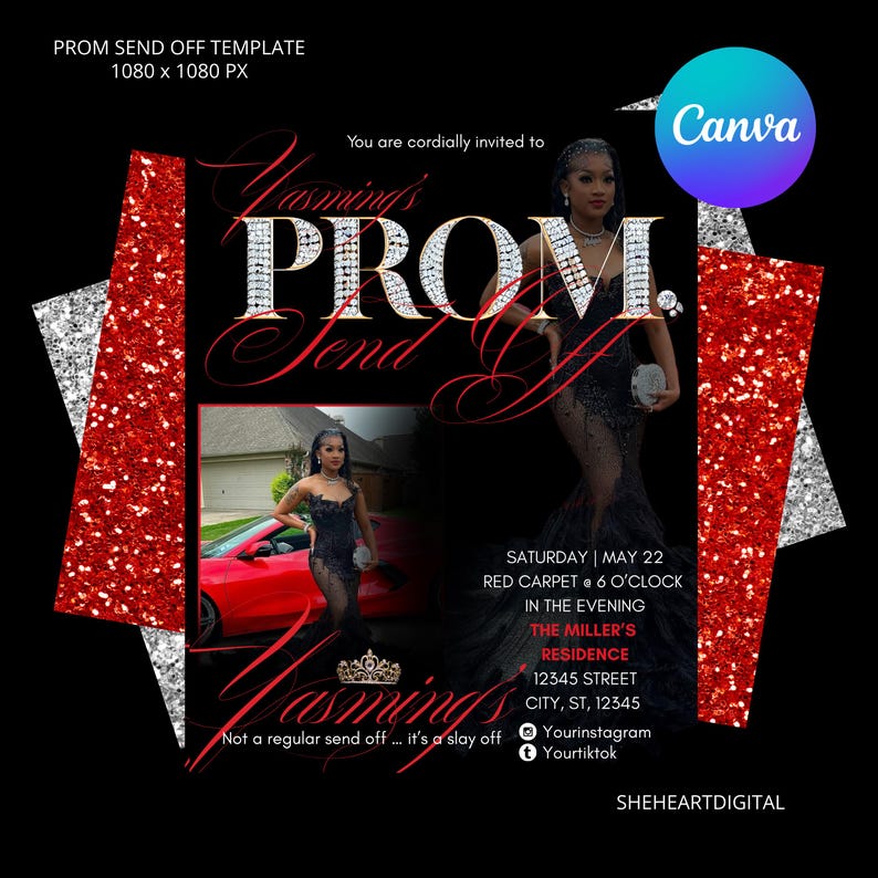 Prom Send Off, Prom Template, Prom Send off Invite, Prom Flyer Template ...