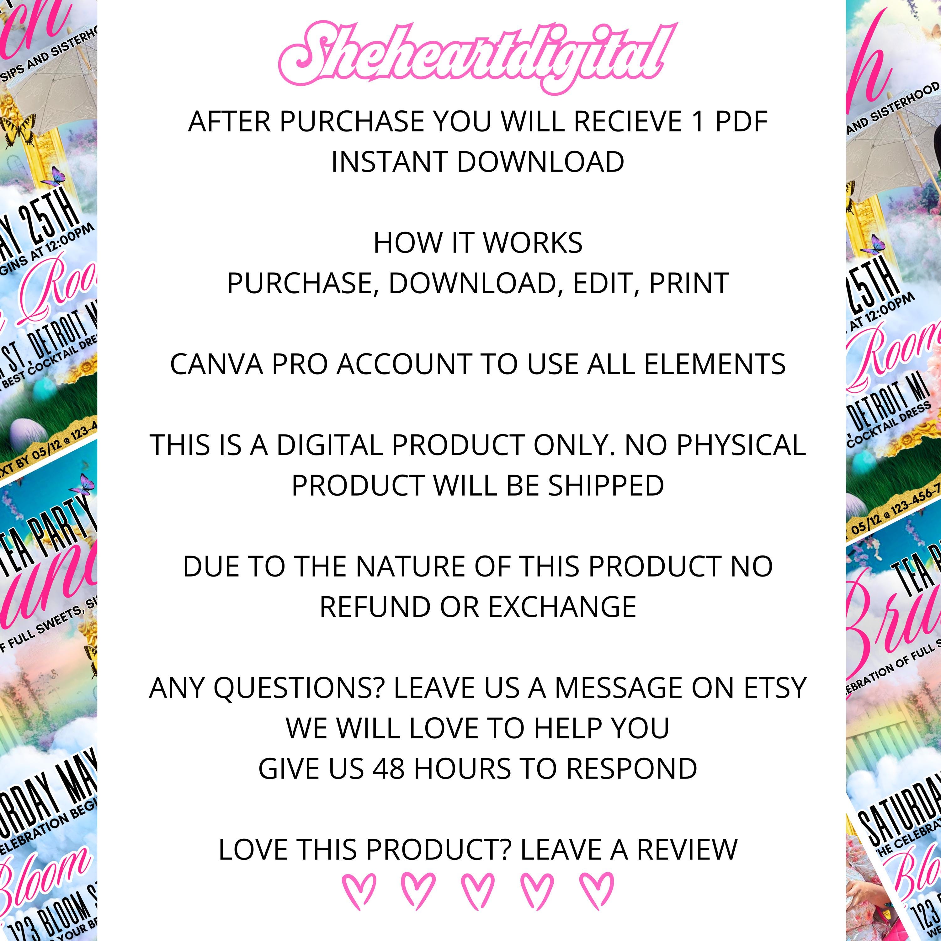 Tea & Mimosas Birthday Brunch Flyer: Editable Template (digital ...