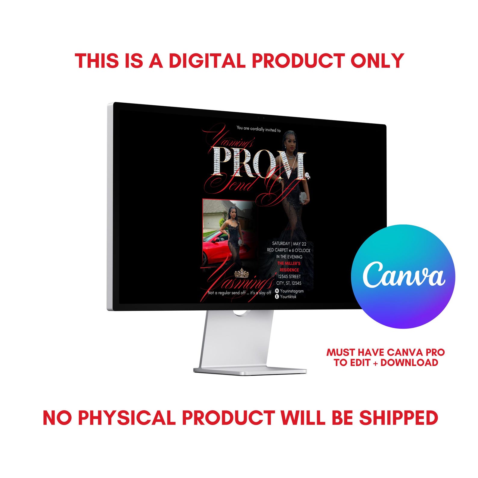 Prom Send Off, Prom Template, Prom Send off Invite, Prom Flyer Template ...