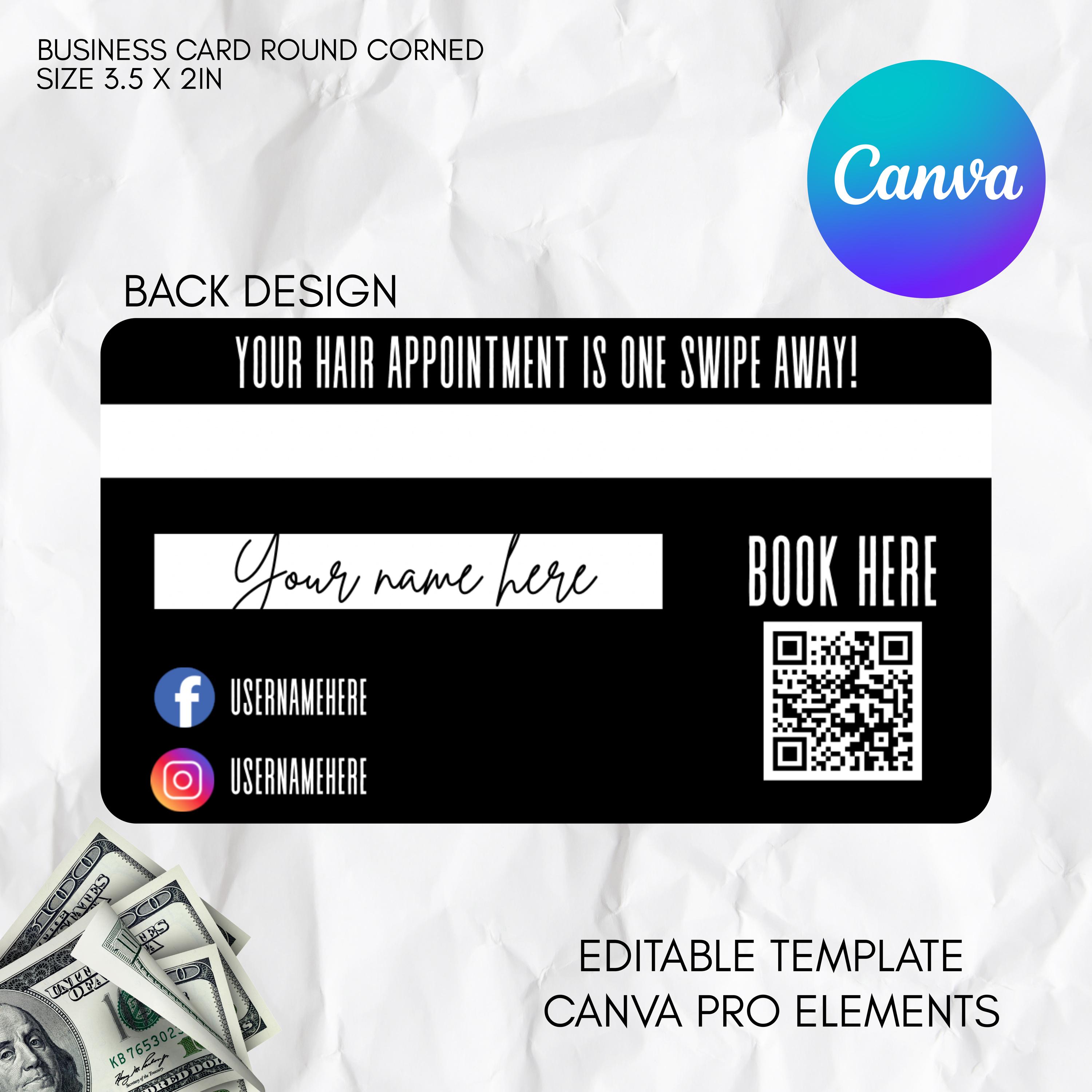 Luxury Hair Extension Business Card: Swipe Style Template (digital ...
